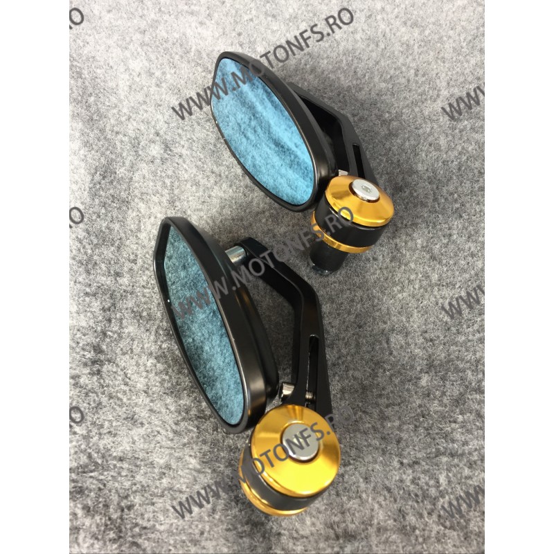 Set 2 Oglinda pentru capatul de ghidon Auriu UNIVERSALE MOTO SCUTER ATV ...