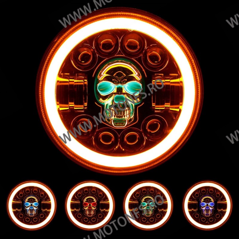 7 Inch Far Universal Moto H4 DRL LED Omologat E9 Cafe Racer Chopper ...