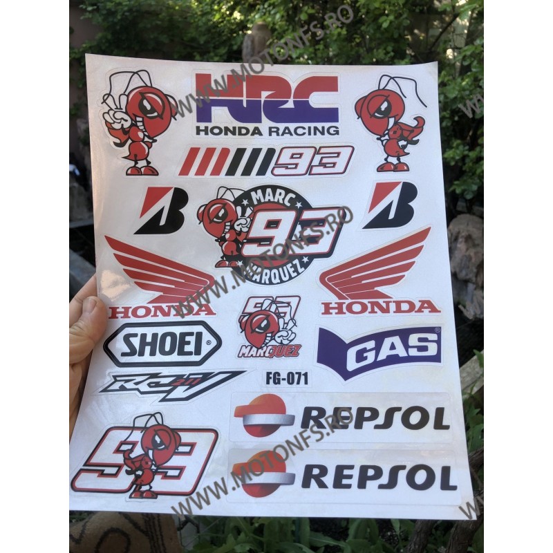 Set Autocolant / Stickere 25cmx30cm Pentru Carena Moto HONDA RACING HRC ...