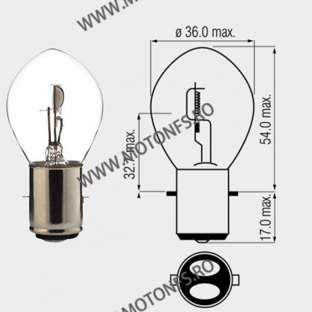 25/25W BA20D Motopro - Bec normal 12V
