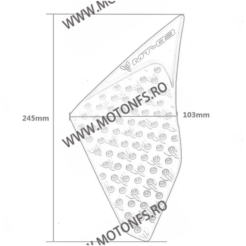 Yamaha MT-03 660 MT03 2015 2016 2017 2018 Tank pad Tank grip lateral ...